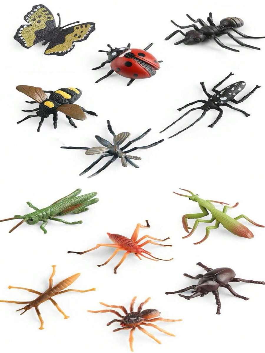 12pcs/Set Medium-Sized Insect Animal Model-Spider, Butterfly, Bee, Ant ...