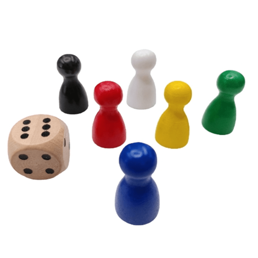 20pcs Random Wooden Chess Pieces And Dice Set For Board Games ...