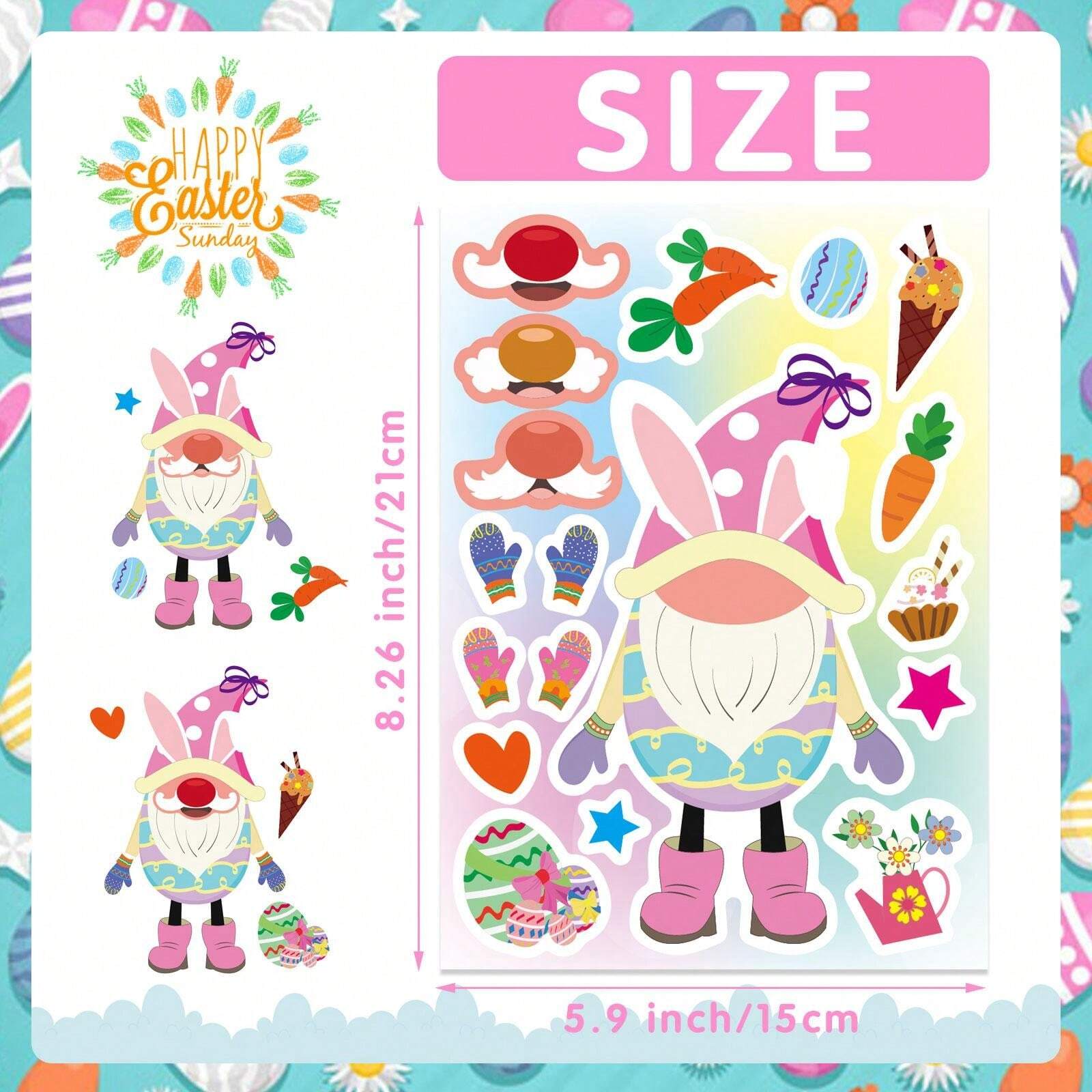 Easter Stickers - 32 Easter DIY Make Your Own Egg Bunny Animal Stickers ...