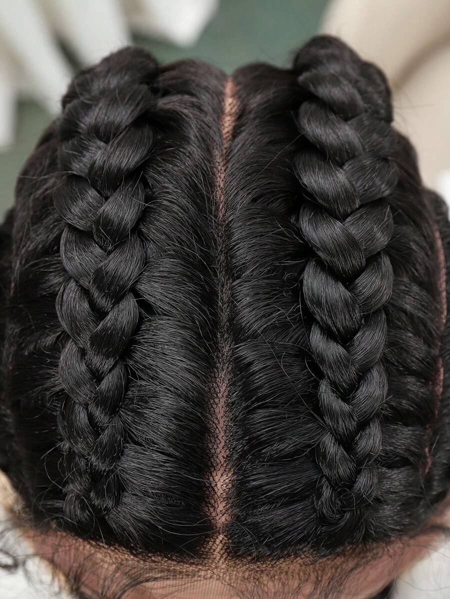 Hand-Braided Synthetic Lace Front Cornrow Braids Wigs Double Dutch ...