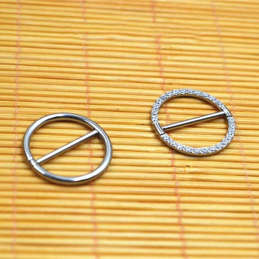 1 Pc Nipple Piercing Jewelry 14G 316L Stainless Steel Nipple Rings Clicker Shiny Clear CZ Nipple ...