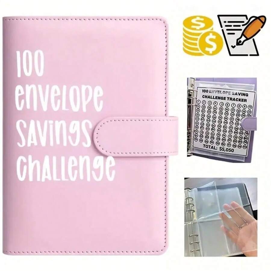 100 Envelope Saving Challenge Binder, 1 Piece Budget Binder, Money ...