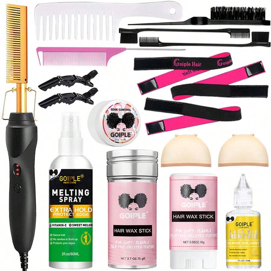18pcs Electric Hot Comb Set, Hair Straightener Curler Curling Iron For ...