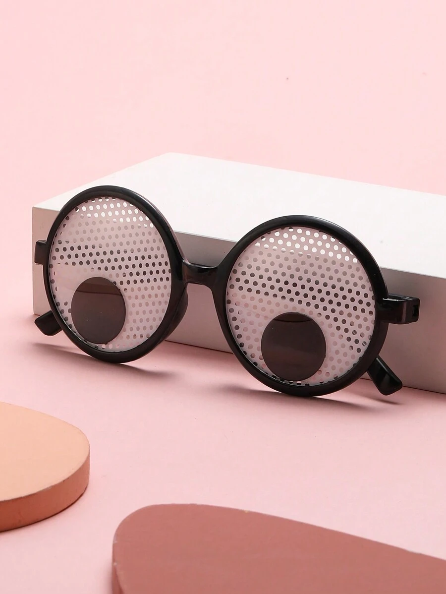 1pc Creative Funny Round Frame Eyeglasses With Rotating Eyeballs ...