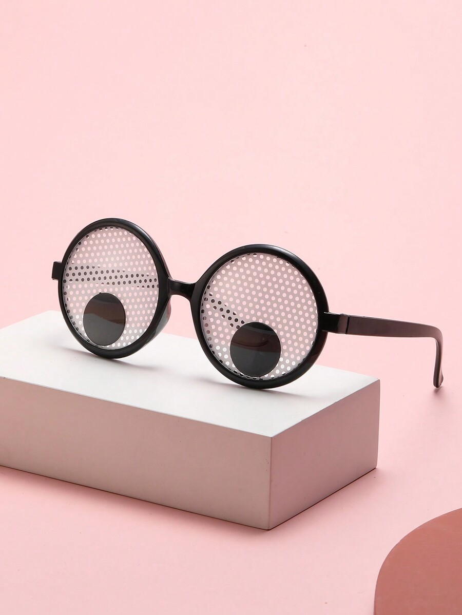 1pc Creative Funny Round Frame Eyeglasses With Rotating Eyeballs ...