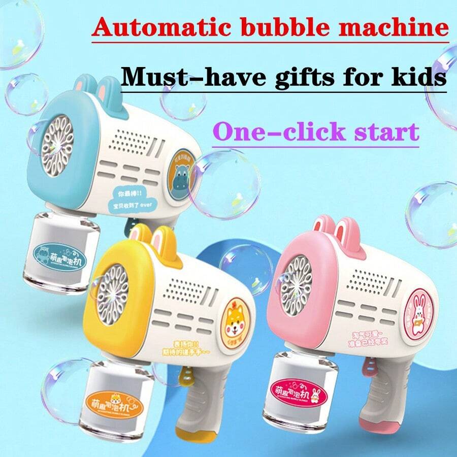 2024 Bubble Machine, Full Automatic Cartoon Kids Toy Electric Bubble ...