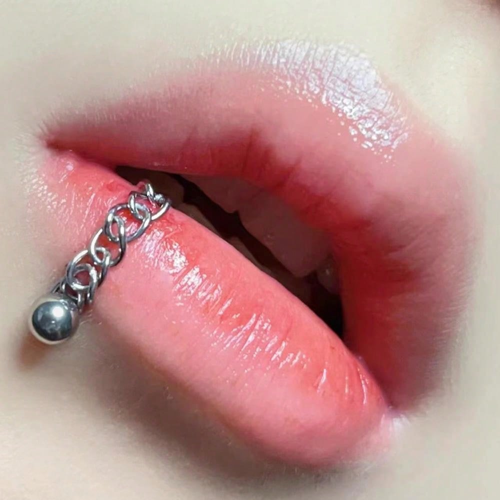 1PC Stainless Steel Lip Piercing With Chain Detachable Spider Bites ...