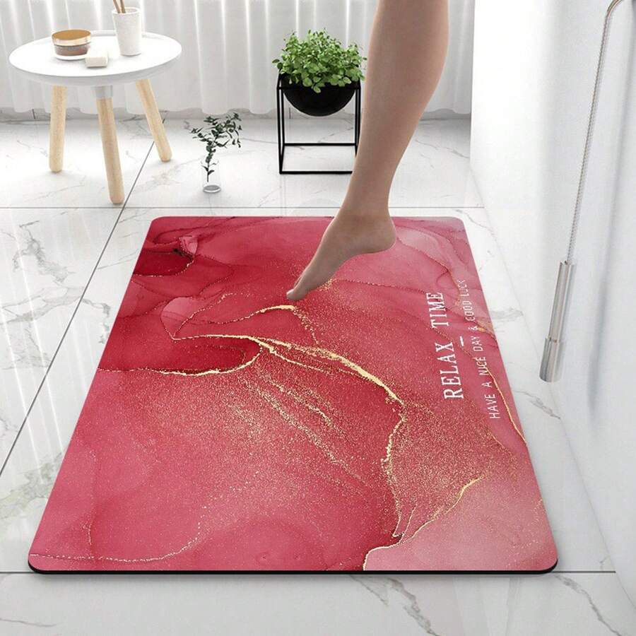 Soft Diatomaceous Earth Anti-Slip Floor Mat Marble-Colored Bathroom Mat ...