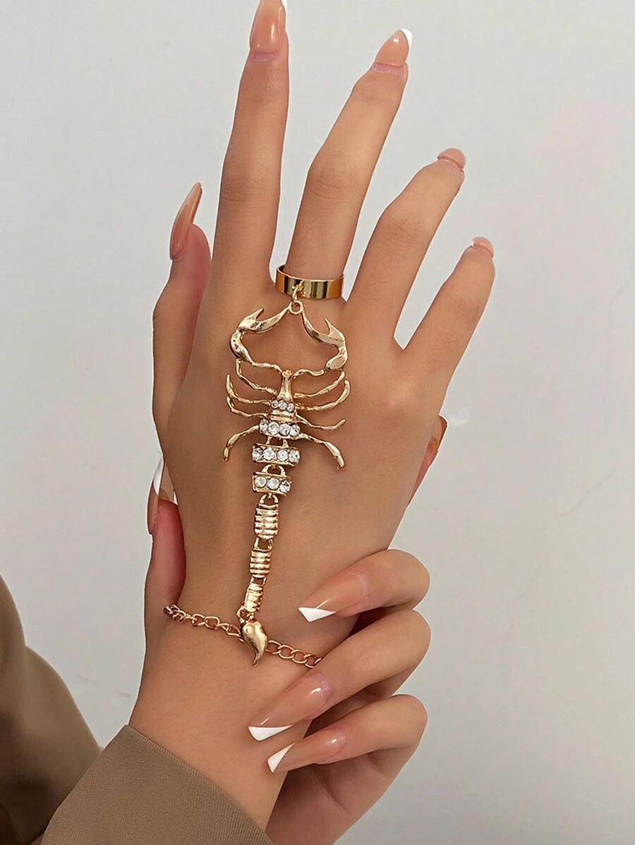 Vintage & Trendy Single Metallic Scorpion Micro Inlaid Exaggerated 3d ...