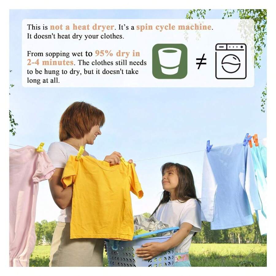 YONGSTYLE Electric Clothes Spin Dryer, Portable Mini Dryer, 110V ...