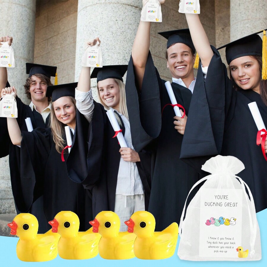 10/20 Sets Thank You Gift Set Inspirational Mini Rubber Duck, You're ...