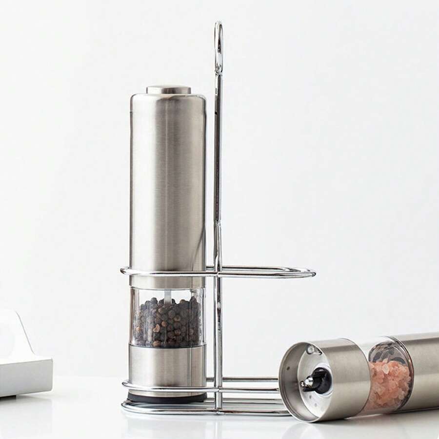 Electric Salt And Pepper Grinder - Battery Powered Light Stainless ...