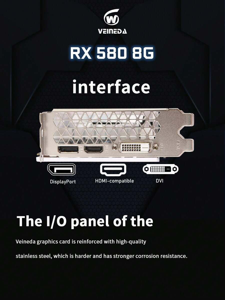 VEINEDA Graphics Card RX580 8GB DDR5 GPU Rx580 Video Card GDDR5 256Bit ...