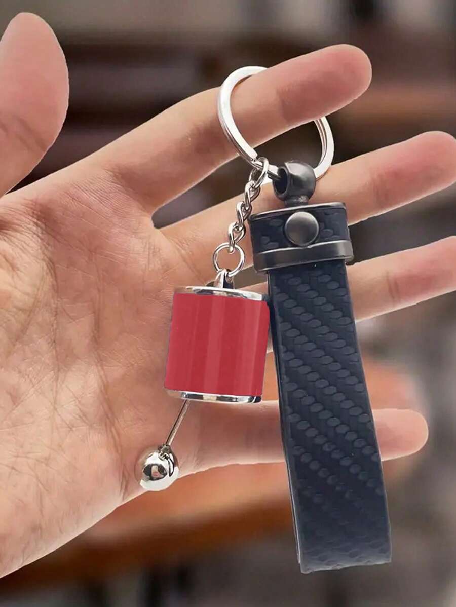 1pc Men's Red Auto Part Model Gearbox Keychain, Mini Gear Shift Stick ...