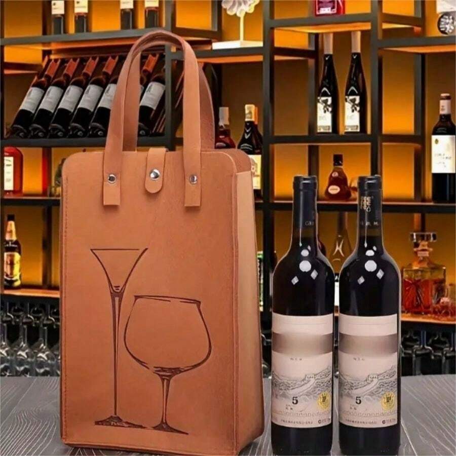 1 Piece Felt High-End Red Wine Packaging Bag, Double Stick Wine Gift ...