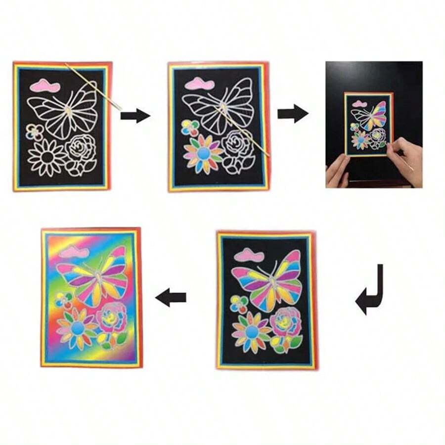 1/10/20pcs Kids' Diy Scratch Drawing Toy Set, 13x9.8cm Scratch Art ...