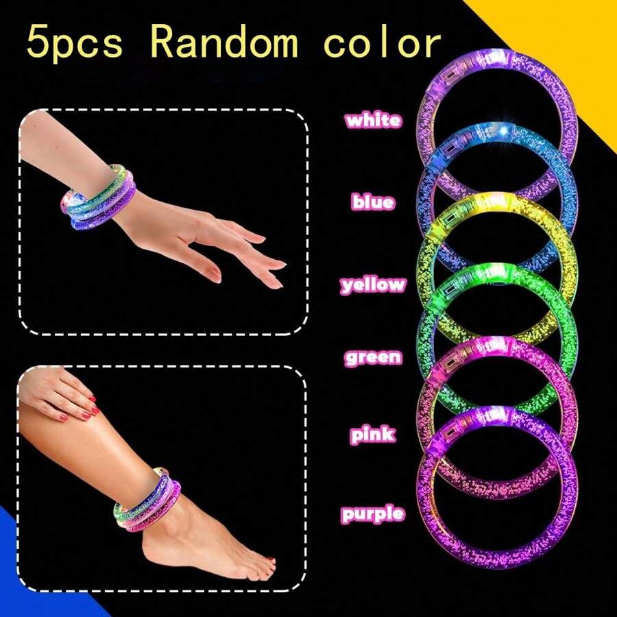 5pcs Random Color Luminescence Bracelets, Acrylic Flash Bracelets, Led ...