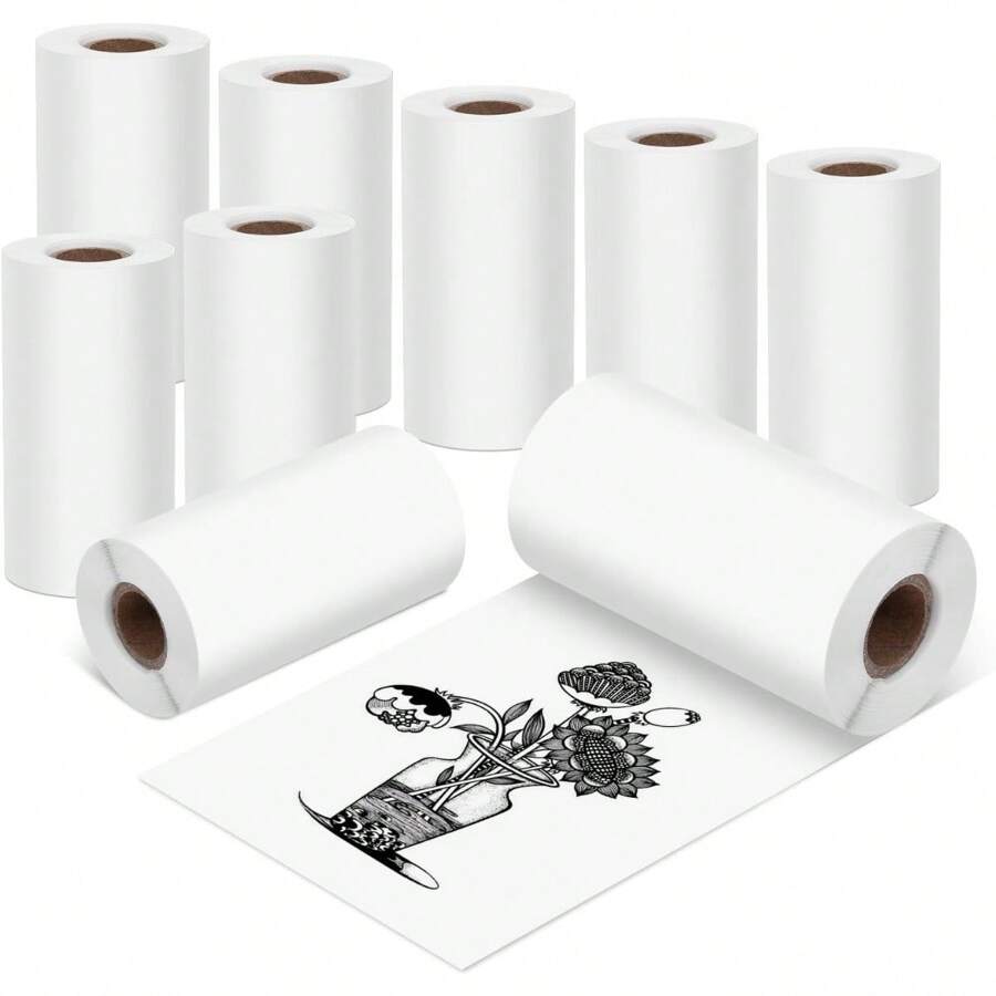 9 Rolls Mini Printer HD Photo Paper, 30 X 57mm Thermal Paper White Self ...
