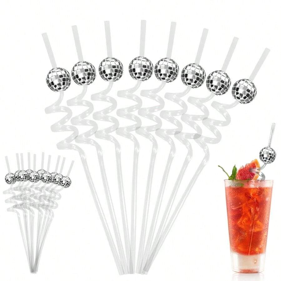 5pcs Mirror Disco Ball Straws 70s Disco Party Decoration Birthday ...