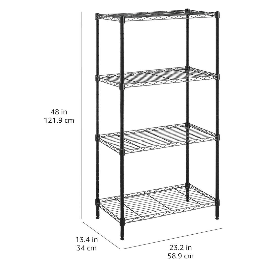 4-Shelf Narrow Adjustable Storage Shelving Unit, 200 Pound Loading ...