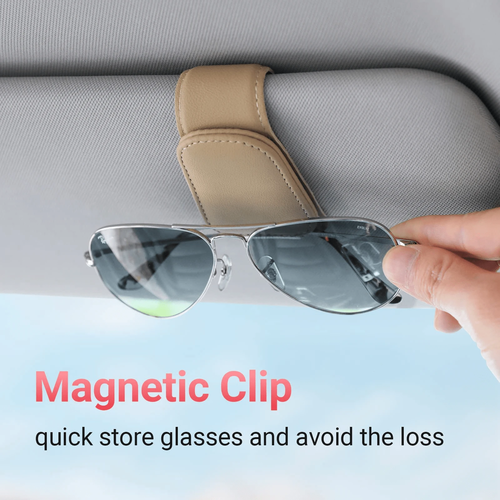 1 Pc Sunglasses Holders For Car Sun Visor, Magnetic Leather Glasses ...