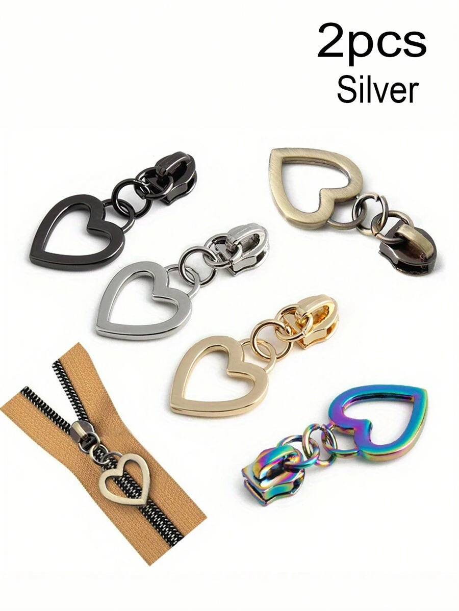 2Pcs Heart-Shaped Zipper Puller , Removable Zipper Head For Box Bag ...