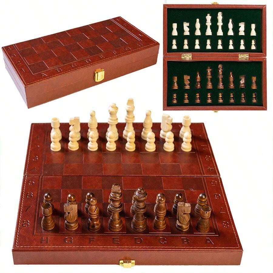 Foldable Portable Chess Board With Leather Surface For Interactive ...