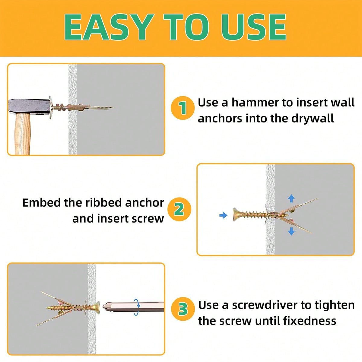 40pcs Self-Drilling Anchor, Drywall Anchor, Self-Tapping Screw ...