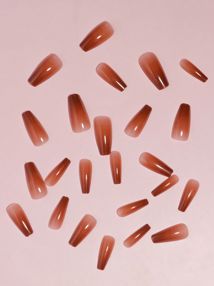 VV MEI JIA ER 24pieces Caramel To Natural Gradient Colors Air Press On ...