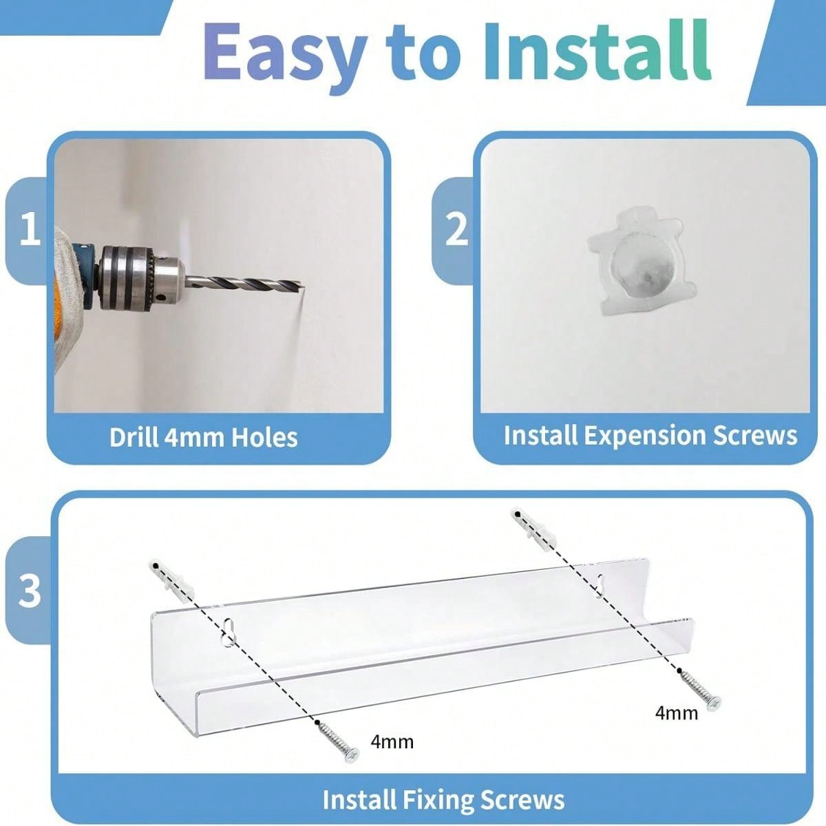 2 Pieces Acrylic Floating Shelves, 15inch Clear Acrylic Shelf ...