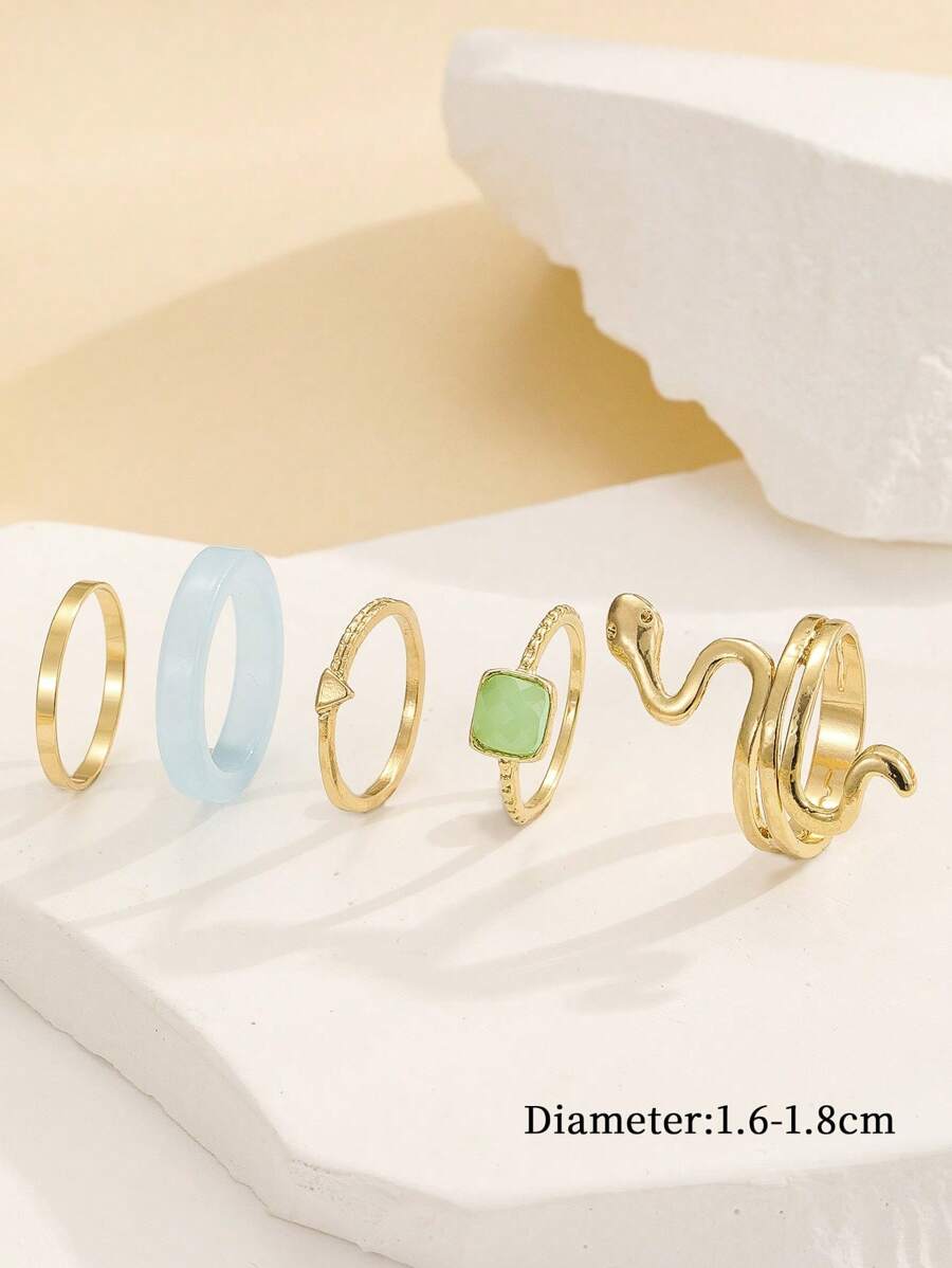 2024 New Arrival Set Of 5 Women's Snake Shaped Natural Stone ...