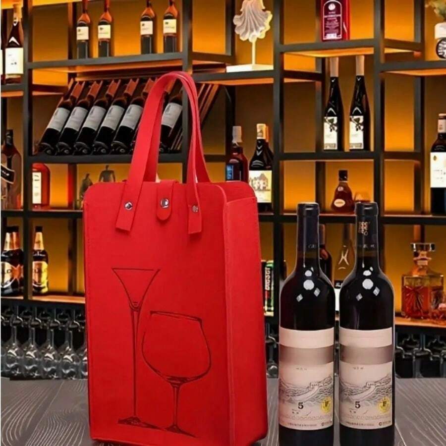 1 Piece Felt High-End Red Wine Packaging Bag, Double Stick Wine Gift ...