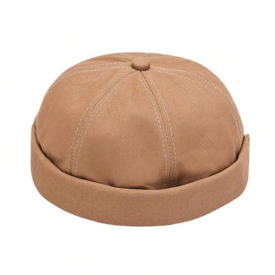 Unisex British Retro Melon Hat, Four Seasons, Street Style Flat Top Hat ...