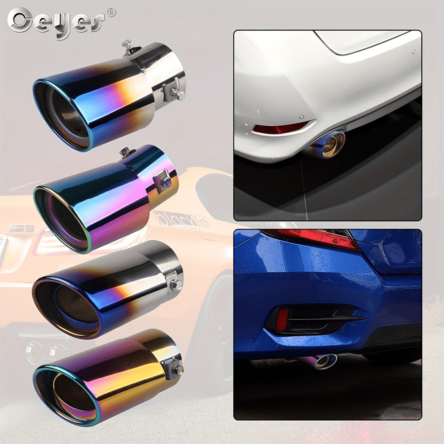 Ceyes Car Exhaust Tailpipe Muffler, Stainless Steel, Blue Burnt Exhaust Tip, Car Modification ...