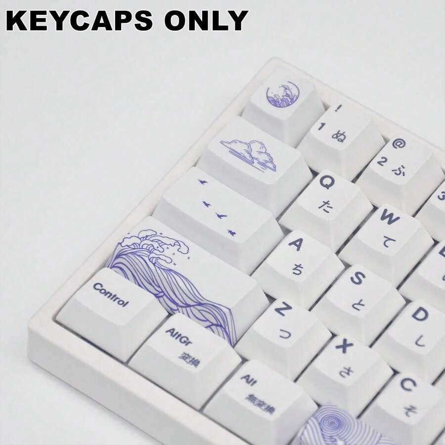 (Only Keycaps) 12 Keys Wave PBT Keycaps OEM Profile Dye-Sub Legends ...