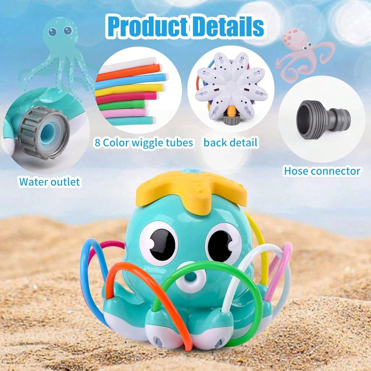 Octopus Outdoor Water Spray Sprinkler For Kids And Toddlers, Summer ...