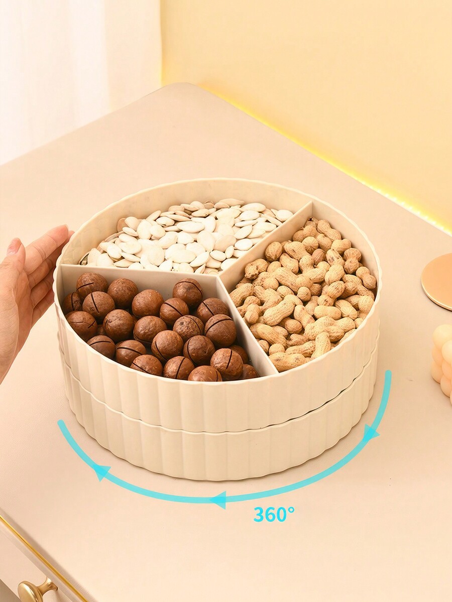 Round Plastic Food Storage Box, 9.7 Inches (Approx. 24.7cm) With 3 ...