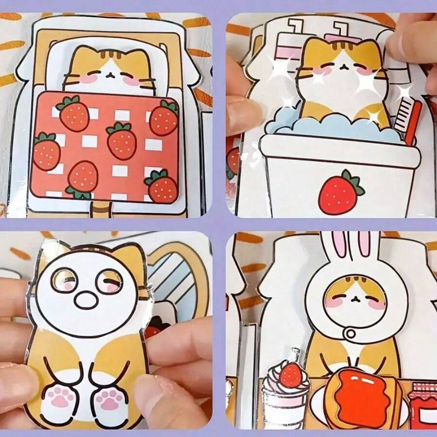 Strawberry Jam Cat, Quiet Book DIY Handmade Puzzle Toy, Quiet Book ...