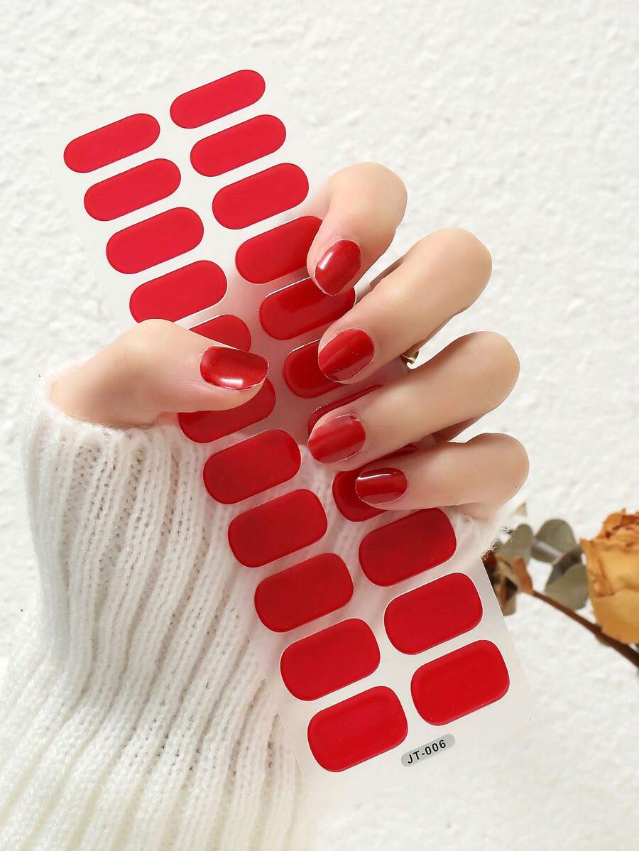 1 Sheet (22pcs) Half Cured Nail Full Cover Gel Nail Stickers, High-End ... 1 Sheet (22pcs) Half Cured Nail Full Cover Gel Nail Stickers, High-End ...