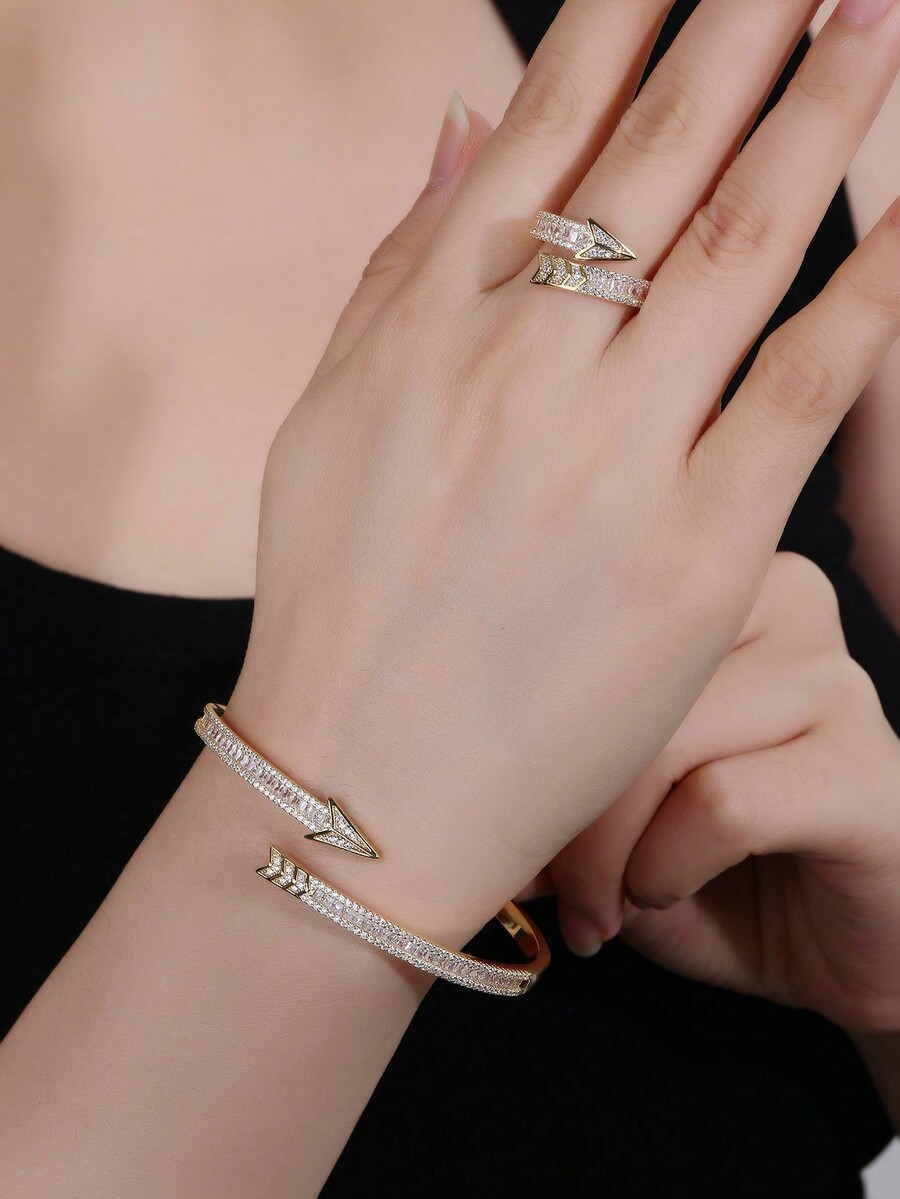 Set De Anillo De Pulsera, Estilo De De Zirconia Con Gota De Aceite, Adecuado Para El Uso Diario ...