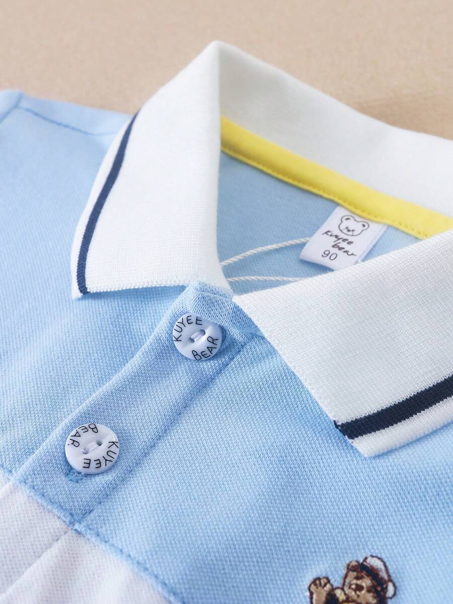 Summer Young Boy College Style Striped Color-Block Teddy Bear ...