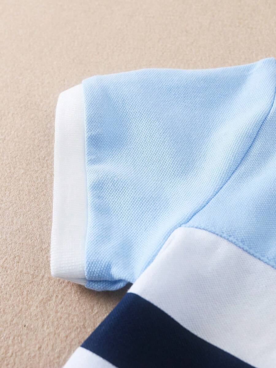 Summer Young Boy College Style Striped Color-Block Teddy Bear ...