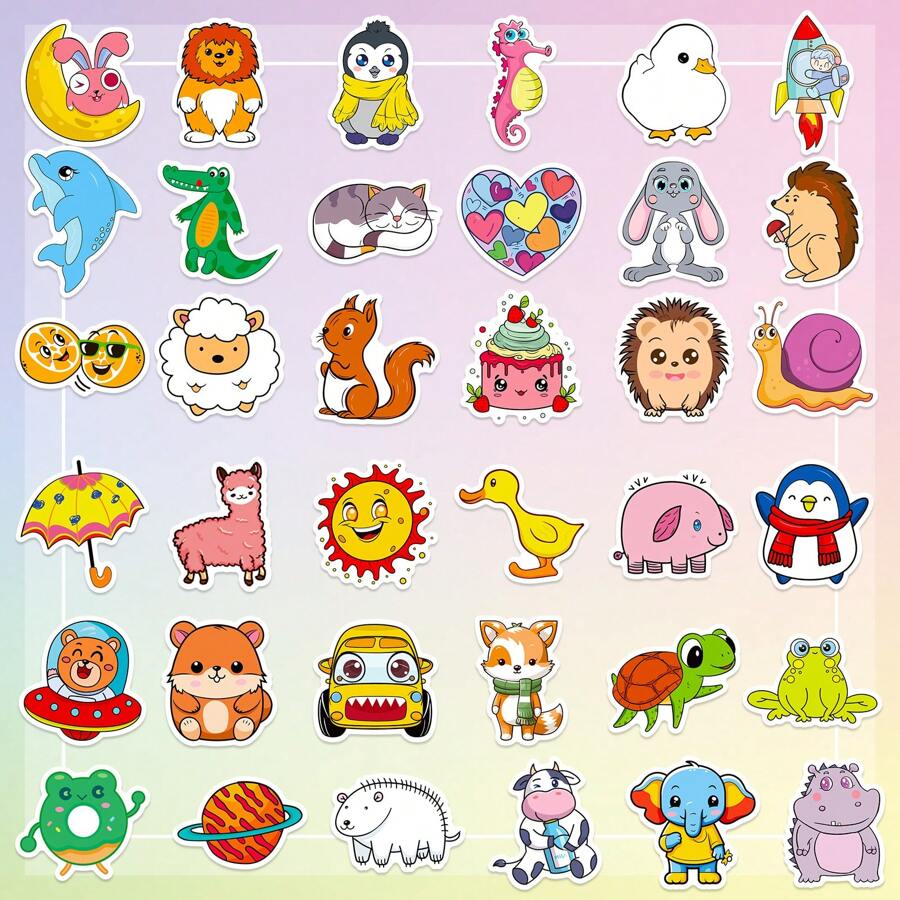 100Pcs Water Bottle Stickers Pack, Cute Animal Vinyl Waterproof ...