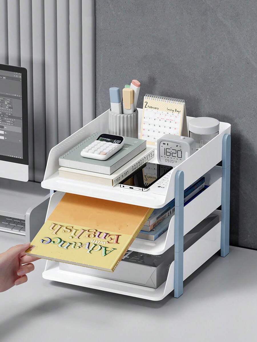 1pc Desktop Document Organizer Shelf Office Tabletop Book A4 Paper ...