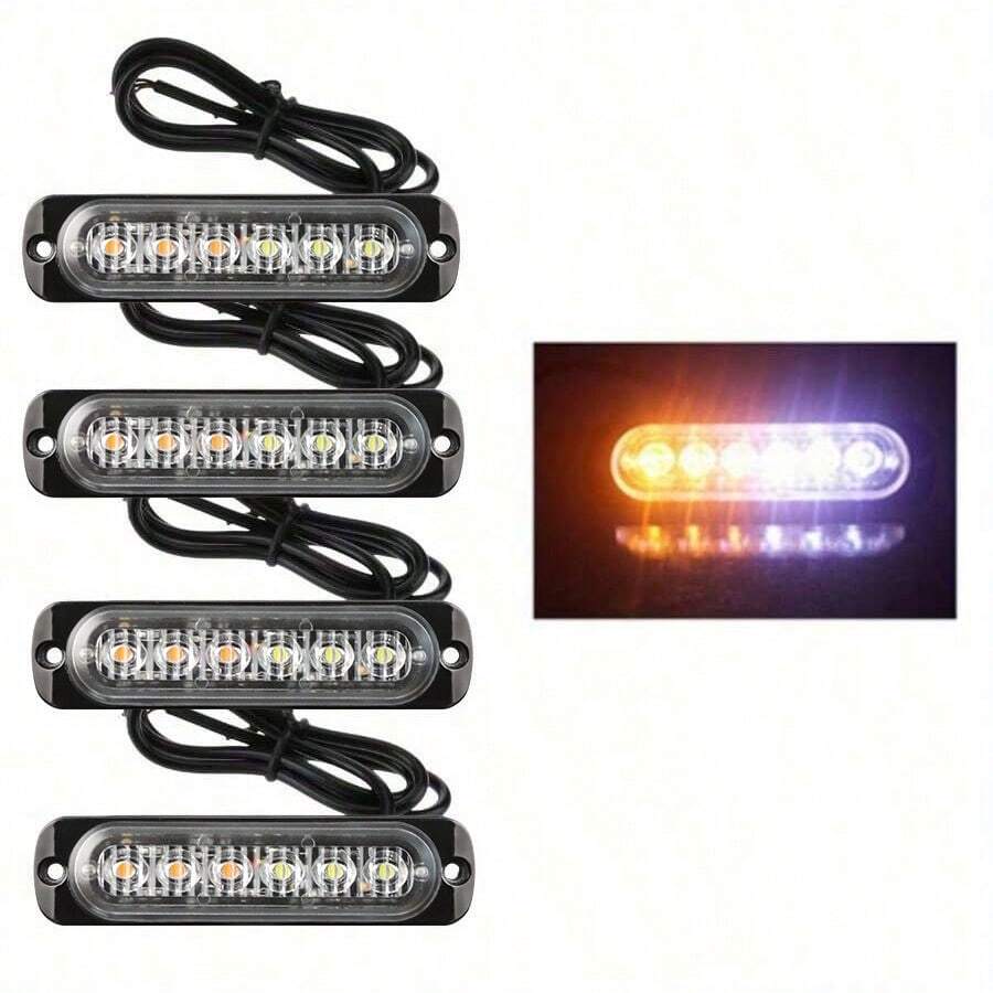 4pcs LED Hazard Beacon Emergency Flashing Side Marker Light Bars ...
