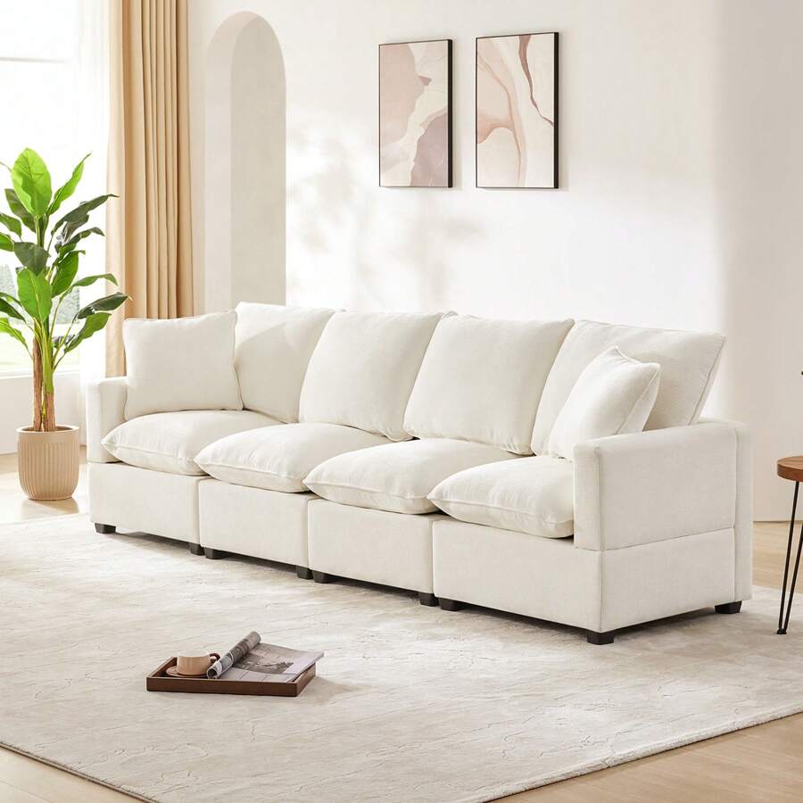 Chenille Modular Sofa Cloud Couch, Sectional Sofa, 110" 4 Seater ...