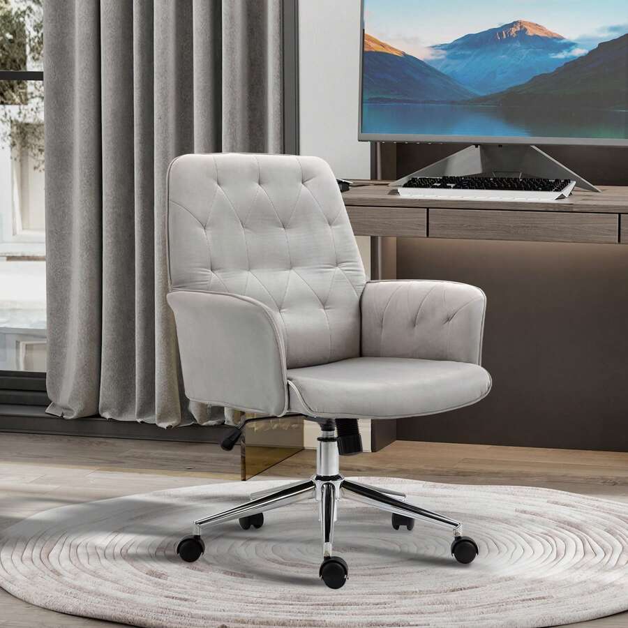 Vinsetto Microfiber Home Office Chair, Tufted Height Adjustable ...