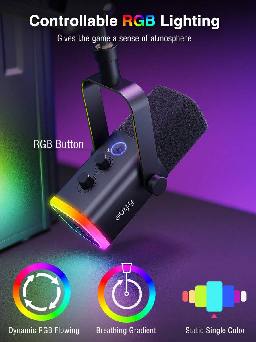 FIFINE Kit de microfone dinâmico USB/XLR para jogos FIFINE com suporte ...