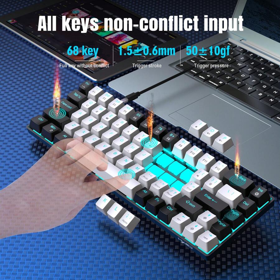 HXSJ 68 Key Mechanical Keyboard Axis Can Be Replaced, Two-Color ...