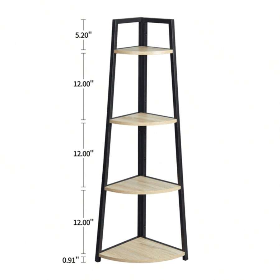 4-Tier Corner Shelf, Triangular Shelf For Cubicle Bookshelf For Living ...